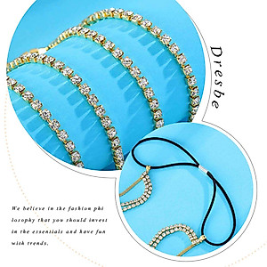 Dresbe Boho Rhinestones Leg Chain Layered Body Chains Ballerina Thigh Chain Party Bikini Body Jewelry Accessories for Women and Girls (Gold)