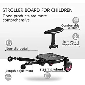 Universal Stroller Board with Detachable Seat,Stroller Glider Board Suitable for Most Brands of Strollers, Holds Children Up to 55lbs (Pink)