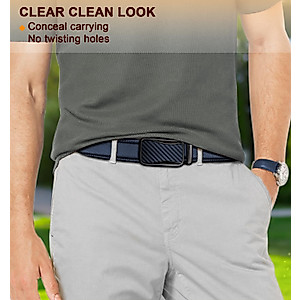 KEMISANT Mens Ratchet Belt 2 Units,Sliding Belt For Gift Mens Dress Casual 1 3/8",Size Adjustable(Black/Blue,34"-40" Waist Adjustable)