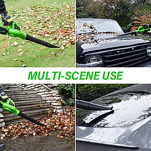 SOYUS 20V Cordless Leaf Blower with 2x2.0Ah Battery and Charger, 150 MPH Electric Leaf Blower, Two-Speed Mode, Green