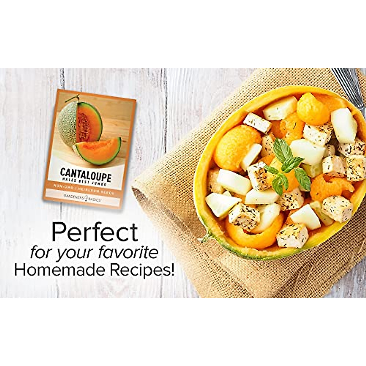 Cantaloupe Seeds for Planting - Hales Best Jumbo Heirloom, Non-GMO Vegetable Variety- 1 Gram Approx 45 Seeds Great for Summer Melon Gardens by Gardeners Basics