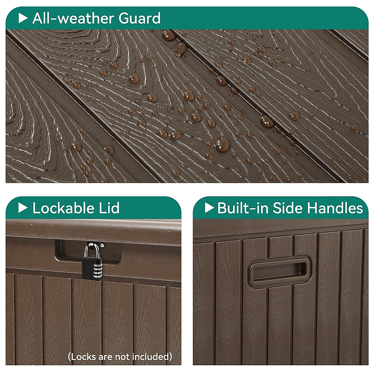 YITAHOME 260 Gallon Double-Wall Deck Box with Divider & Side Handles, Outdoor Large Storage for Patio Furniture Cushions, Garden Pool Accessories, Water Resistant & Lockable