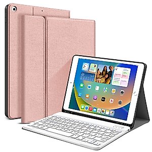 JUQITECH iPad 9th 8th 7th Generation Case with Keyboard 10.2 Inch 2021/2020/2019 - Wireless Bluetooth Magnetic Keyboard Case Soft Tablet Protective Cover for iPad 10.2" with Apple Pencil Holder