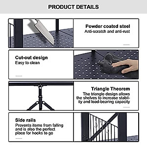 GUUVOR 3-Shelf Foldable Storage Shelves with Wheels,Kitchen Shelves Freestanding Foldable Metal Storage Shelf,No Assembly Storage Shelves,Heavy Duty Movable Shelving for Storeroom,Garage,Office