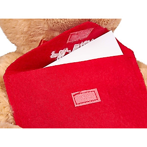 BRUBAKER Teddy Bear with Red Envelope - for You - 9.84 Inches - Cuddly Plush Toy - Stuffed Animal - Brown