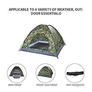 3-4 Person Camping Tent Waterproof Pop-Up Outdoor Sports Tent with Carrying Bag UV Protect Sun Shelter Army Camouflage Print for Outdoor Travel Picnic Hiking Climbing Fishing
