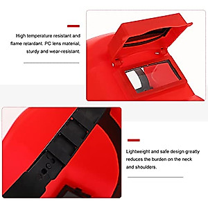 CUBTOL Face Mask Welding Argon Grinding Welder Heat Flip-up Guard Hat Weld Working Arc Clamshell Insulation Red with for Accessory All Face Helmet Practical Hood Adjustable Welding Helmet