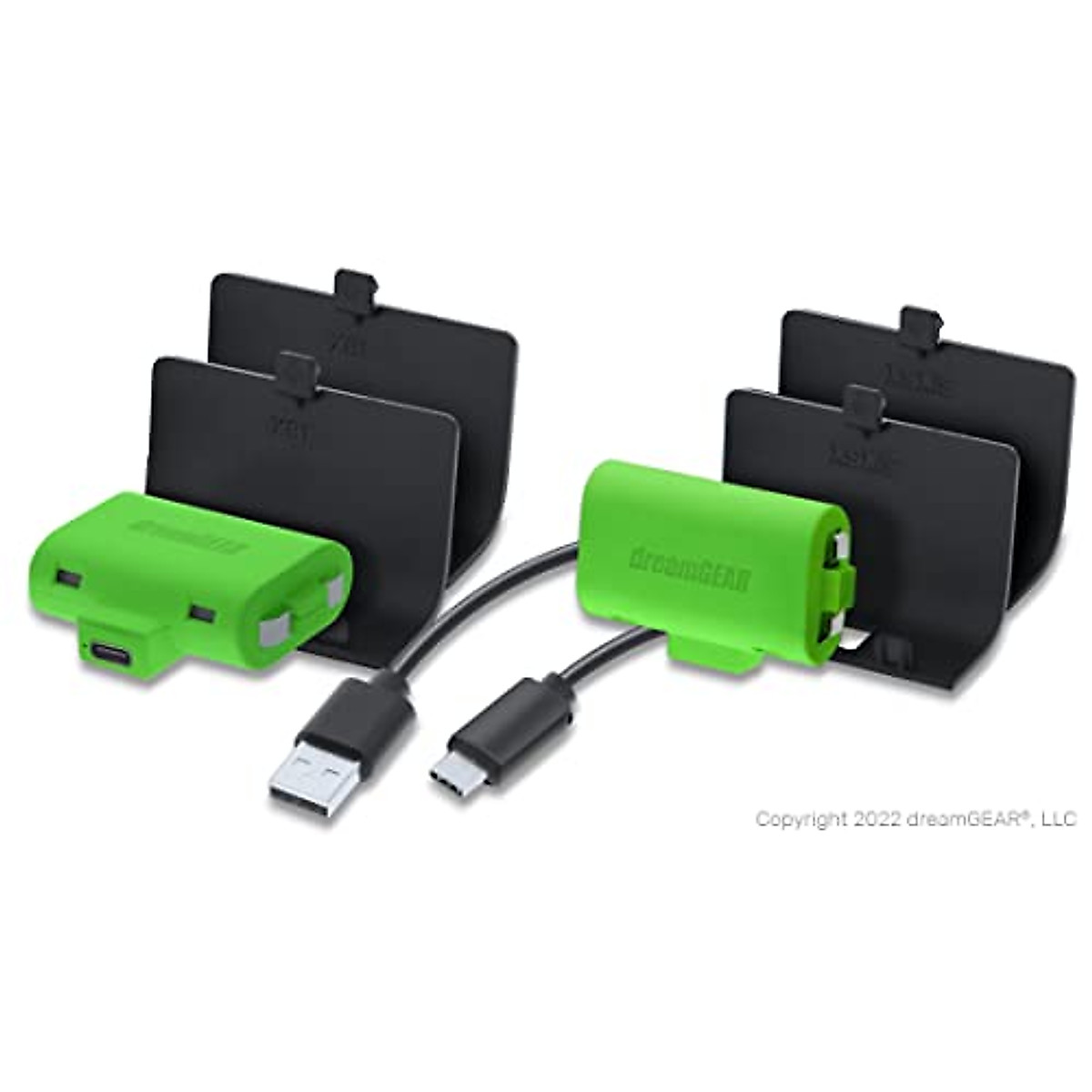 dreamGEAR Charge Kit for Xbox Series X Controller: Includes Two 1100mAh Rechargeable Batteries, 10ft Cable, 40 Hours of Play/Xbox One, USB Type-C