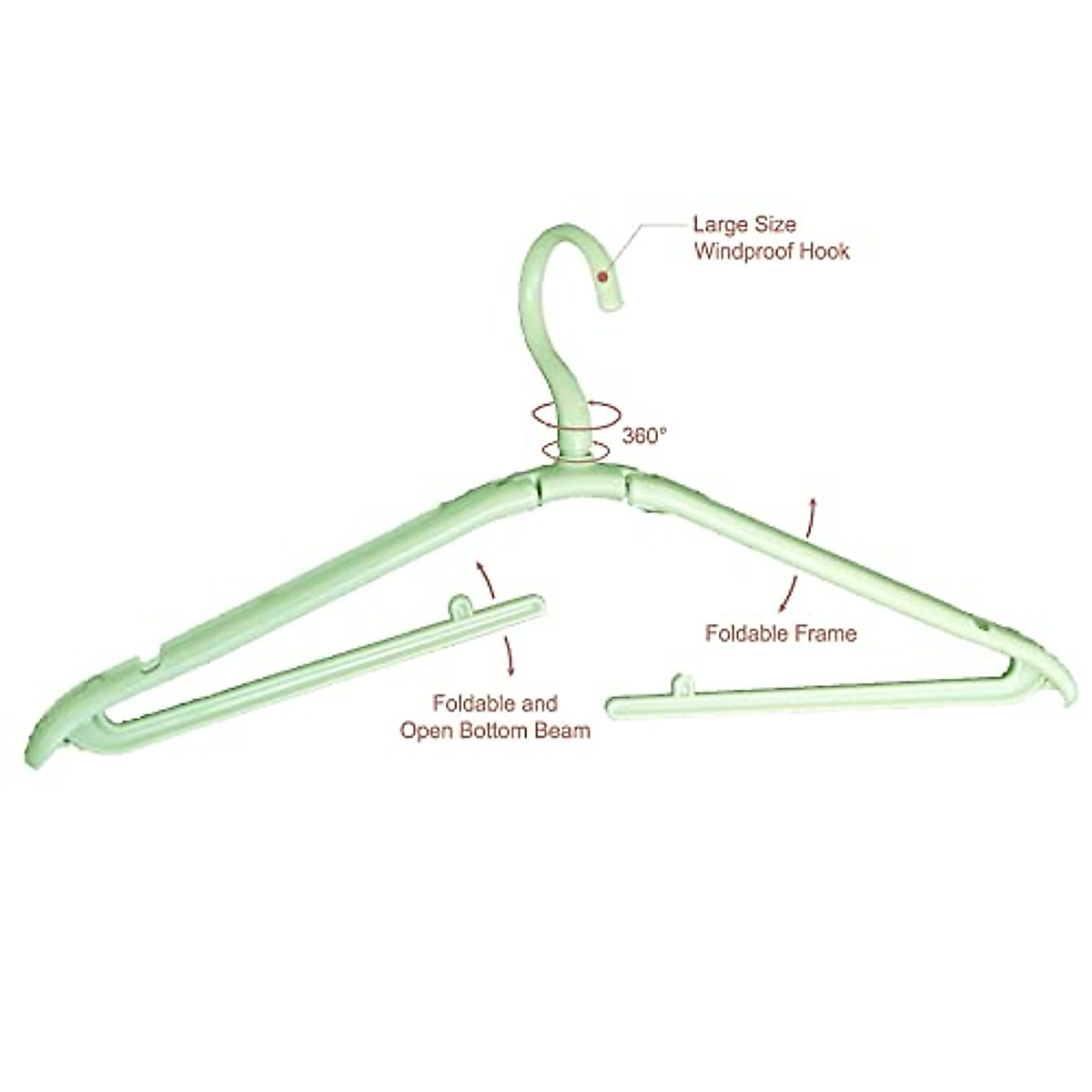 Fineget Plastic Coat Hangers Portable Travel Shorts Hangers for Closet Shoes Foldable Collapsible Clothes Heavy Duty No Slip Green Hangers Quick Drying