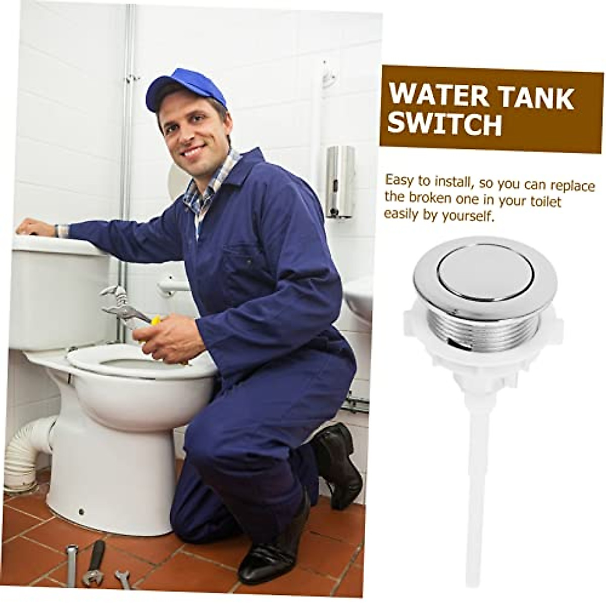Cabilock Water Tank Single Button Air Switch Toilet Tank Toilet Accessories Single Flush Toilet Button Toilet Button with Thread Diameter Dual Water Valve Single Flushing Toilet Button Air