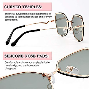 S.NOTIO Polygon Sunglasses for Women Fashion Designer Style Gradient octagon UV400 Geometric Lens Metal Frame Oversized (Grey)