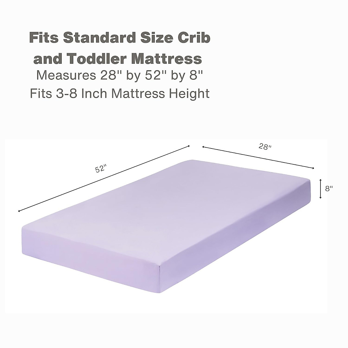 Everyday Kids 2-Pack Fitted Crib Sheets, 100% Soft Breathable Microfiber Baby Sheet, Fits Standard Size Mattress 28in x 52in, Lavender, Pink Nursery Sheet