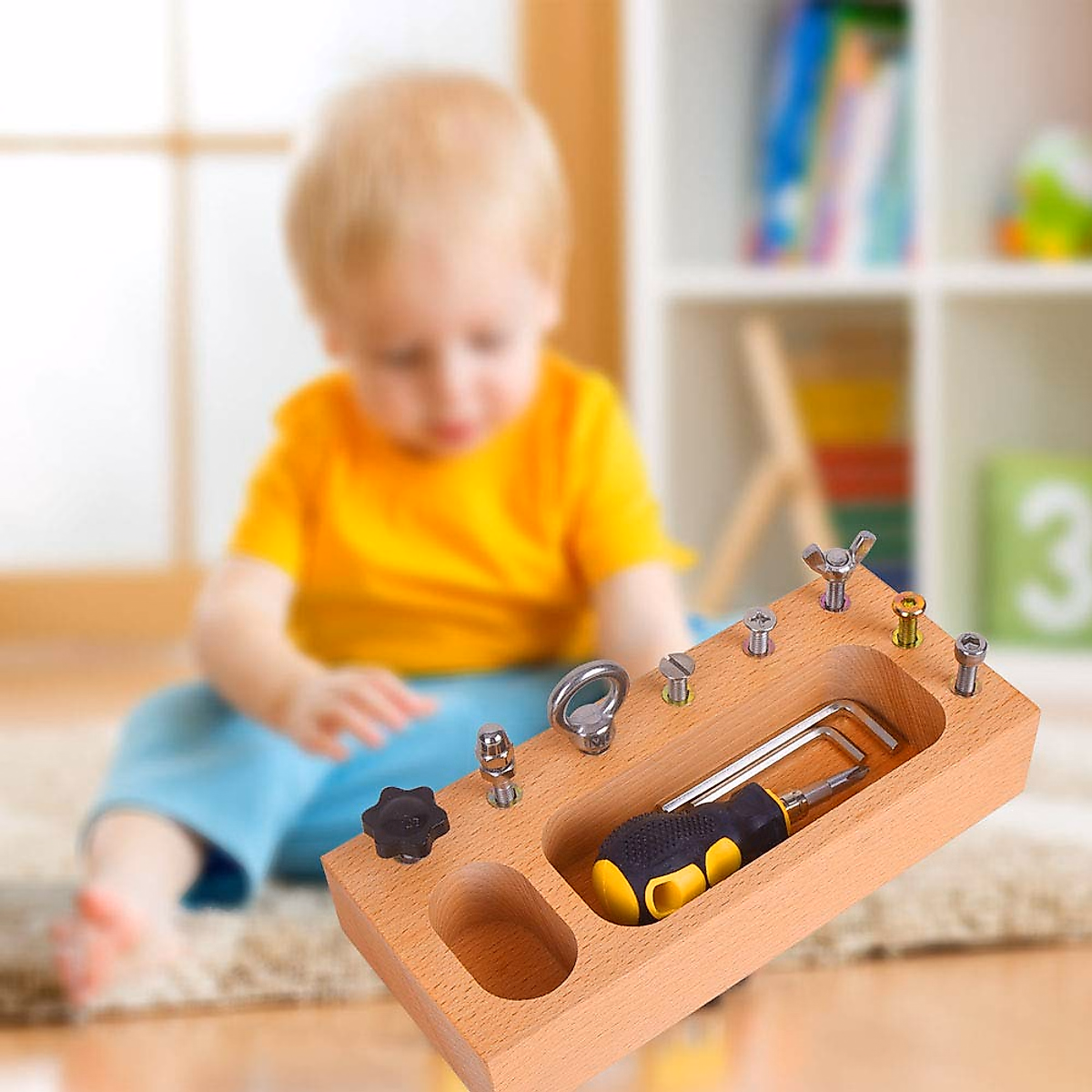 Vencer Wooden Box Screw Driver Board for Kids,Screw Sorter Game Basic Skills Educational Learning Toys,Toys for Children Over 3 Years Old Kids,Preschool Classroom Education Toy