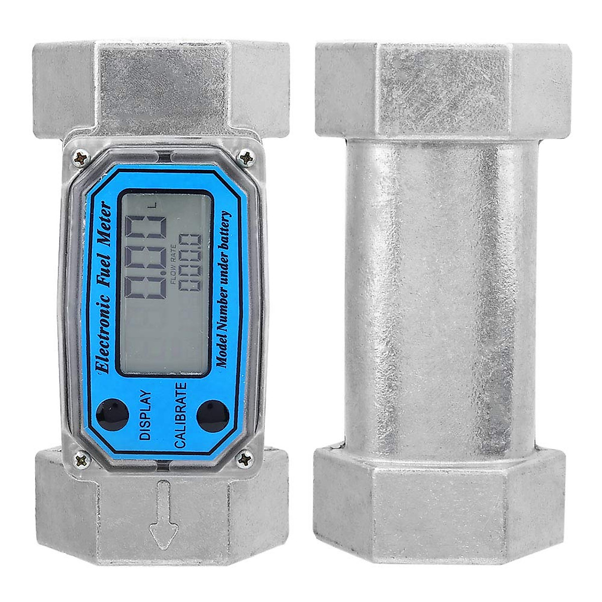 Hilitand Mini Digital Turbine Flowmeter Kerosene Gasoline Fuel Meter 15-120L 1.5inch NPT Blue