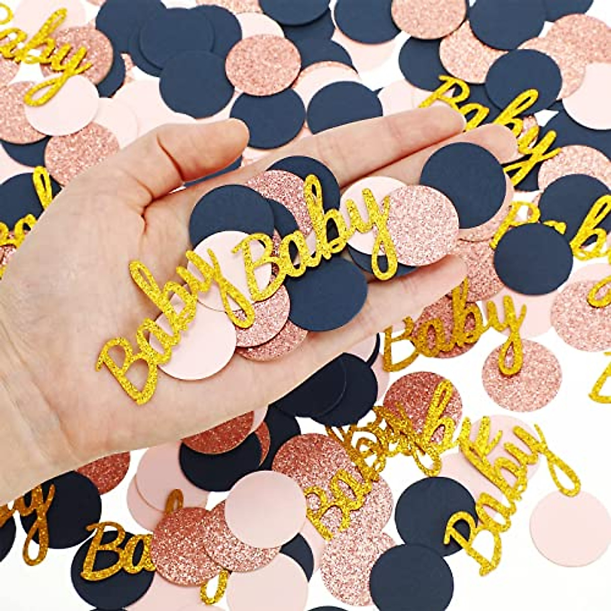 360 Pcs Gender Reveal Confetti Gender Reveal Decoration Baby Shower Confetti Navy Blue Pink Paper Confetti Round Confetti Dots for Baby Shower Gender Reveal Birthday Party Table Decoration