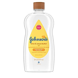 Johnson's Baby Oil, Mineral Oil Enriched with Shea & Cocoa Butter to Prevent Moisture Loss, Hypoallergenic, 20 fl. oz