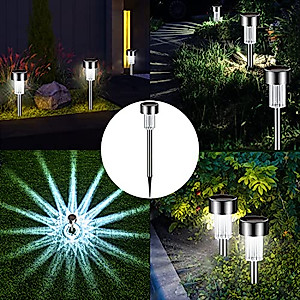 Solar Outdoor Lights 12 Pack, Solar Garden Lights Solar Powered Waterproof Landscape Path Lights Stainless Steel LED Outdoor Lights Solar for Walkway Yard Backyard Lawn Patio Driveway Decorative