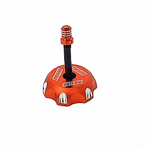 Outlaw Racing 12076 Billet Anodized Gas Fuel Tank Cap with Vent Hose Orange Cobra Cm50