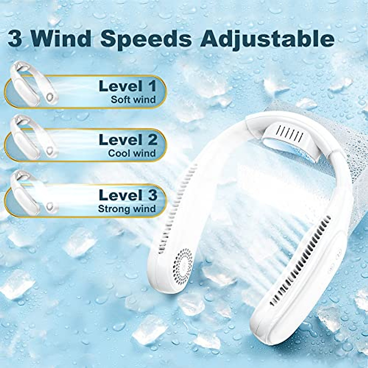 NORMIA RITA 2023 Portable Bladeless Neck Fan with Cooling Chip, Wearable Air Conditioner Fan Quiet Hands-free Personal Fan 4000mAh Rechargeable Small Cooling Fan, Fast Cool Down 50℉-60℉
