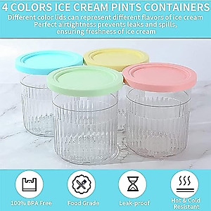 REMYS Creami Deluxe Pints, for Ninja Creami Pint Containers,24 OZ Pint Containers with Lids Safe and Leak Proof Compatible NC500,NC501 Series Ice Cream Maker