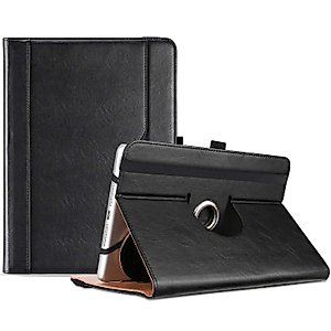 ProCase 7"-8" Inch Universal Tablet Case, Protective Cover Leather Folio Case for 7 8 Inch Android Touchscreen Tablet, with 360 Degree Rotatable Kickstand and Multiple Viewing Angles -Black