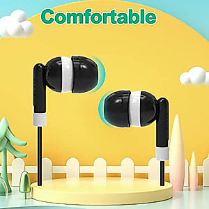 Hongzan 100 Pack Classroom Earbuds Headphones Bulk for School Kids Children, Wholesale Durable Earphones Class Set for Students (100 Black)