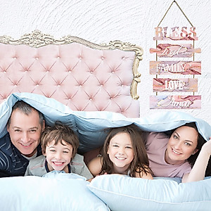 Jacriah Farmhouse Kitchen Signs Wall Decor, Bless the Food Before Us Sign, Pink Gold Kitchen Decor and Accessories Modern, Rustic Dining Room Wall Plaques, Large Country Decor, Inspirational Wall Art