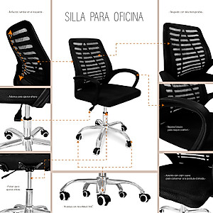 Andromeda Inc Office Chair, Ergonomic Swivel Desk, Adjustable to the Column and Lumbar Support, Breathable Mesh Material.