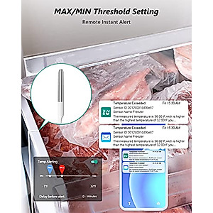 MOCREO ST5 WiFi Thermometer Freezer Alarm, Email Alert, App Notification, Data Logging Export, No Subscription Fee, Remote Wireless Temperature Sensor for Refrigerator, Freezer, Hot Tub (2 Pack)