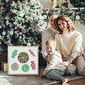 14 Pcs Christmas Stencils for Painting Christmas Candy Stencils Template Plastic Reusable Peppermint Candy Stencils on Wood for Christmas Decor Fabric Canvas DIY Home Decor