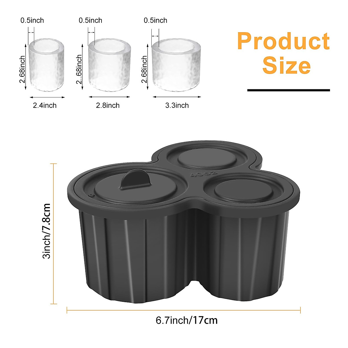 Khlotiko Ice Mold for Stanley Cup, Silicone Ice Cube Tray With Lid for 20-40oz Tumbler, for Chilling Whiskey, Cocktails, Drinks, Coffee, Easy Fill and Release Ice Maker, Stanley Cup Accessories