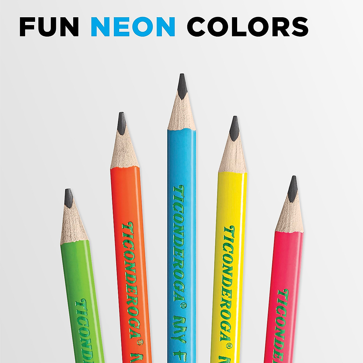 Ticonderoga My First Tri-Write Wood-Cased Pencils, Neon Colors, 12 Count (X13012)