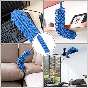 Dusters for Cleaning 5 PCS Duster Microfiber Duster Cleaning Kit with 100 Inch Telescoping Extension Pole,Reusable Bendable Dusters, Washable Dusters for Cleaning Ceilings Fans