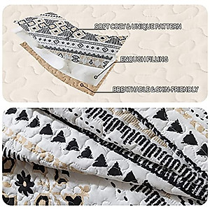 VAPUTAR King Size Quilt Bedding Set - 3 Pieces Soft Stripe Boho King Bedspread, All-Season Lightweight Reversible Coverlet Sets, Quilts King Size for Farmhouse Bedroom (Black/Beige)