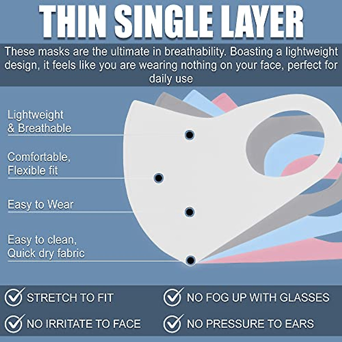 10PCS Kids Colorful Face Mask Covers with Elastic Ear Loop Cover Full Face Anti-Dust, Unisex, Washable, Breathable, and Reusable (Kids Colorful)