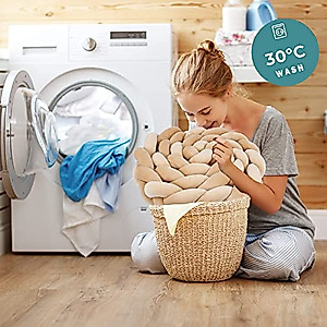 Handmade Braided Cushion Knotted Soft Knot Pillow Comfortable Cushion Long Rail Decor for Bedroom (Light Pinkish Brown,157.56 inch),1060026