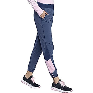 Cherokee Infinity Women Scrubs Pant Mid Rise Jogger Plus Size CK225AP, 3XL Petite, Heather Navy