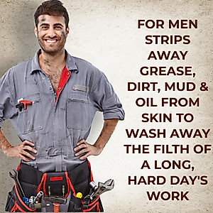 Men’s Natural Mechanic Soap for Hands & Body, 4oz Scented Pumice Soap Bar for Him – Extra Gritty Tough on Gunk & Greasy Grime – Quality Soap Handcrafted in the USA