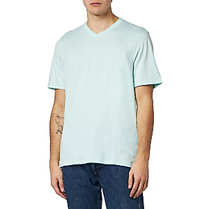 Amazon Essentials Men's Regular-Fit Short-Sleeve V-Neck T-Shirt (Available in Big & Tall), Pack of 2, Aqua Blue/Light Blue, Medium