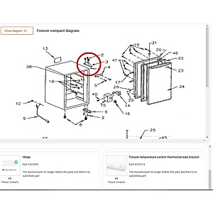 Mini Compact Freezer Top Hinge 302985 303001,Replacement for Kenmore OEM