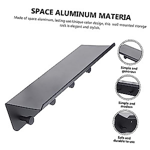 KONTONTY 1 Set Black Multifunctional Storage Rack Towel Holder Bathroom Rack Space Aluminum Floating Shelves