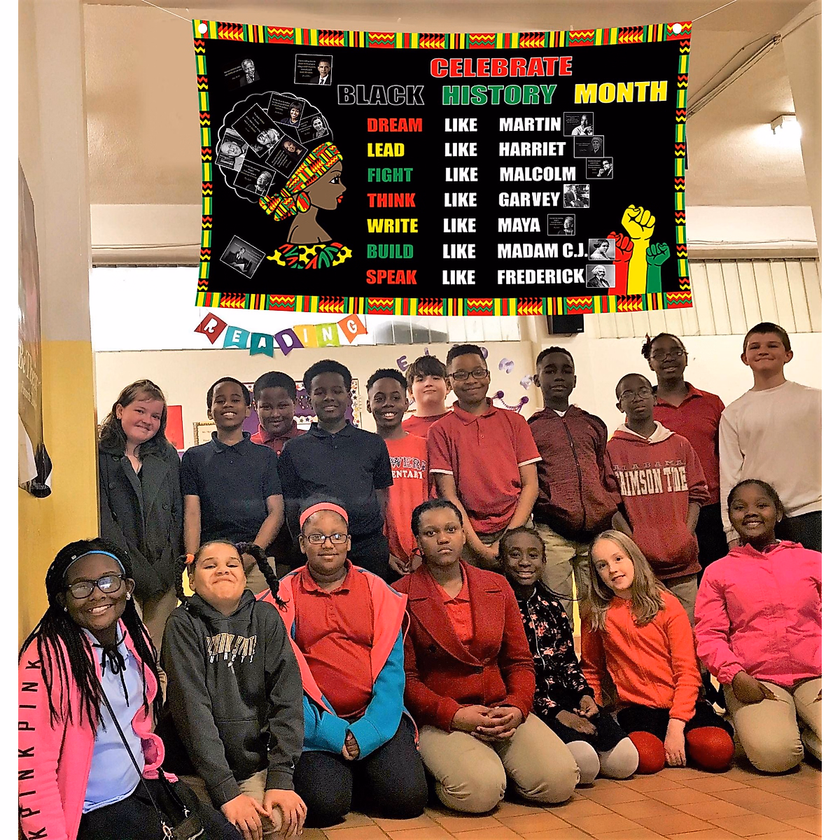 Black History Month Backdrop, 71"X43" Black History Month Banner Black History Month Bulletin Board Decorations for Classroom African American Celebration Decoration and Supplies