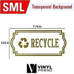 Recycle and Trash Elegant Decal to Organize Trash cans or Garbage containers and Walls - Premium Cut Vinyl Style 2 (Small, Gold-R)