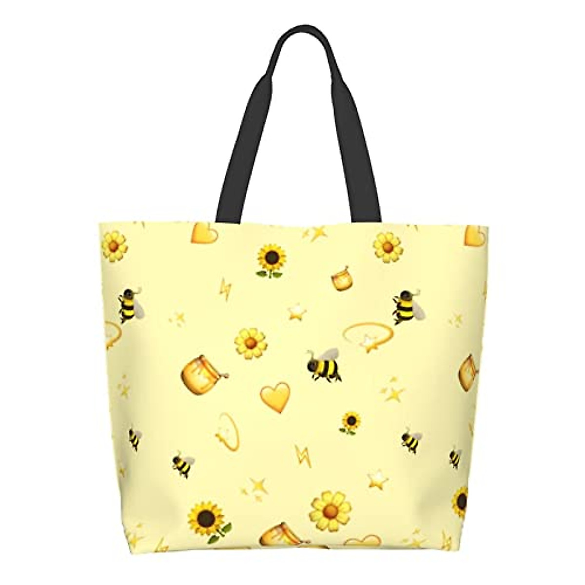 Gelxicu Cute Bee Shoulder Tote Bags Bee Casual Bag Cute Shoulder Handbags Shopping Handbag Grocery Bags