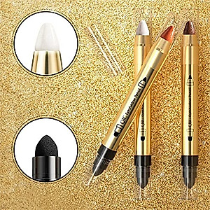 Go Ho White Highlighter Makeup Cream-to-powder Eyeshadow Stick,Creamy Eyeshadow Pen Crayon,Pearl White
