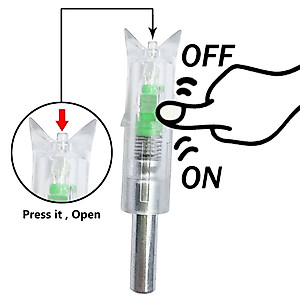 6PCS-New Lighted Nocks for Arrows with .300/7.62mm Inside Diameter Led Nocks Arrow nocks with Switch Button for Archery Hunting 6 Pack (Green Pack of 6)