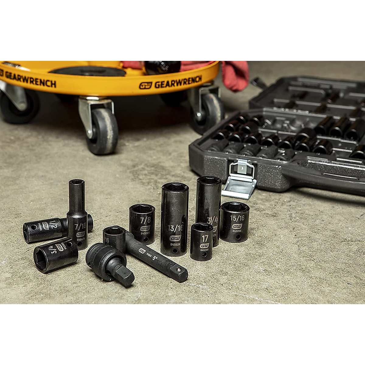 GEARWRENCH 65 Piece 1/2" Drive Standard & Deep SAE/MM Impact Socket Set - 89095