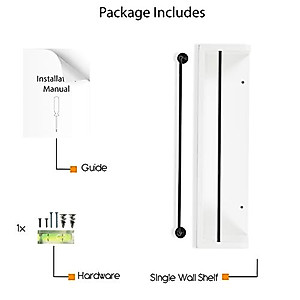 Rustic State Wall Mount Wood Floating Shelves with Metal Rail & Towel Bar - Spice Rack Display - Kitchen, Bathroom, Living Room, Bedroom Wall Décor Storage Organizer - White