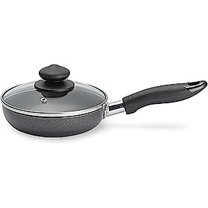 Bene Casa - Black Nonstick Aluminum Frying Pan with Glass Lid (6") - Dishwasher Safe for Easy Cleaning