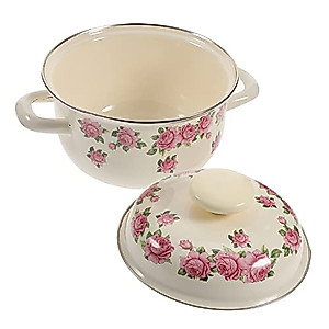 DOITOOL 1pc Amphora Enamel Pot Casserole Dish with Lid Korean Grill Pan Stovetop Grill Pan Candle Melting Pot Ramen Pot Ceramic Stew Pot Soup Stew Pot Home Soup Pot Kitchen Supplies Food